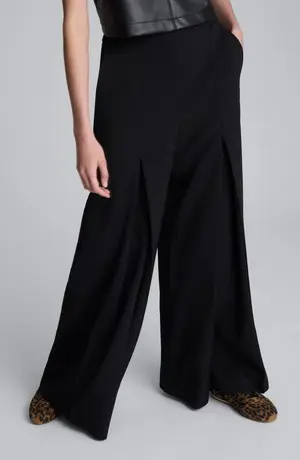 KENNETH COLE Inverted Pleat Wide Leg Pants - Black