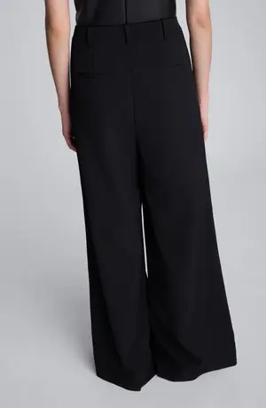 KENNETH COLE Inverted Pleat Wide Leg Pants - Black