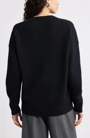 Nordstrom Wool And Cashmere V-neck Pullover - Black Rock