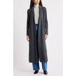 Nordstrom Wool And Cashmere Longline Cardigan - Grey Dark Charcoal Heather