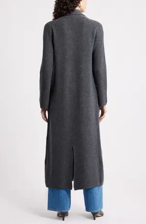 Nordstrom Wool And Cashmere Longline Cardigan - Grey Dark Charcoal Heather