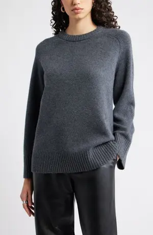 Nordstrom Crewneck Wool And Cashmere Sweater - Grey Dark Charcoal Heather