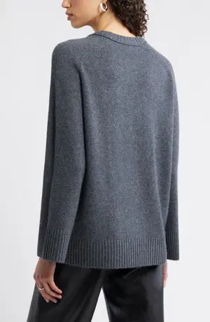 Nordstrom Crewneck Wool And Cashmere Sweater - Grey Dark Charcoal Heather