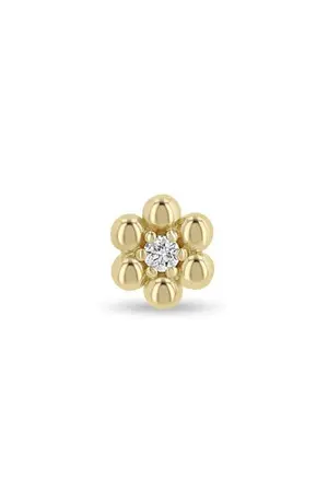 Zoe Chicco Diamond Beaded Flower Single Stud Earring - 14k Yellow Gold