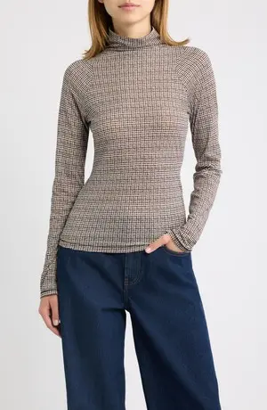 Rag & Bone Paneled Plaid Turtleneck T-shirt - Brblmt