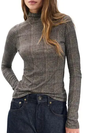 Rag & Bone Paneled Plaid Turtleneck T-shirt