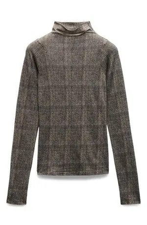 Rag & Bone Paneled Plaid Turtleneck T-shirt