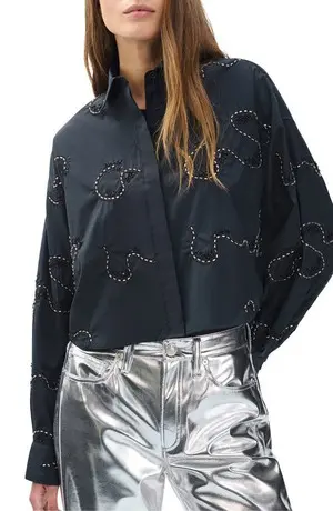 Rag & Bone Beatrice Beaded Embroidered Button-up Shirt