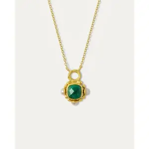 OTTOMAN HANDS Esther Emerald And Pearl Pendant Necklace - Gold