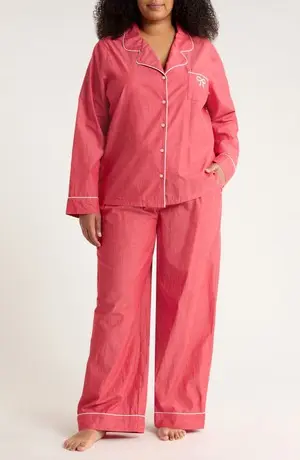 Nordstrom Classic Cotton Pajamas - Red Chambray Bow