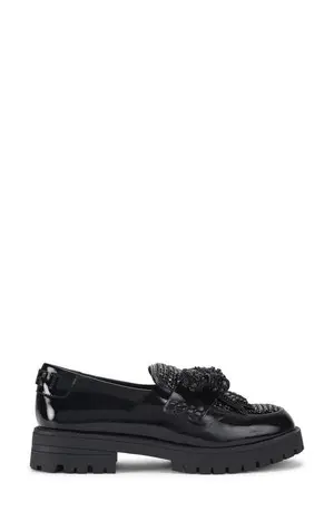 Kurt Geiger Crystal Bow Platform Loafer - Black