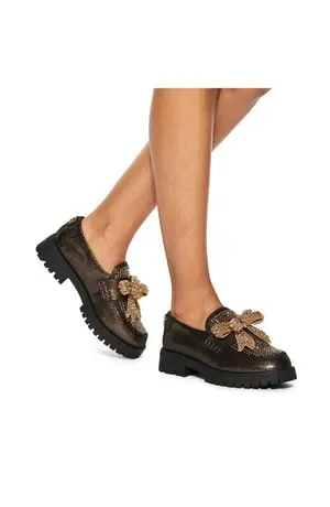 Kurt Geiger Crystal Bow Platform Loafer - Rust/copper