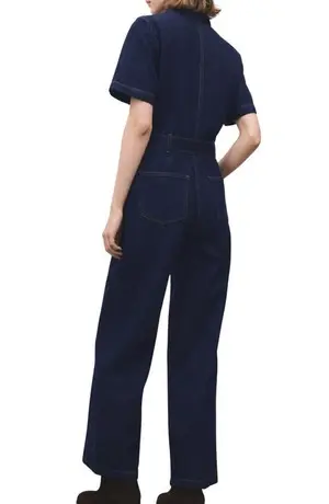 Mango Belted Denim Jumpsuit