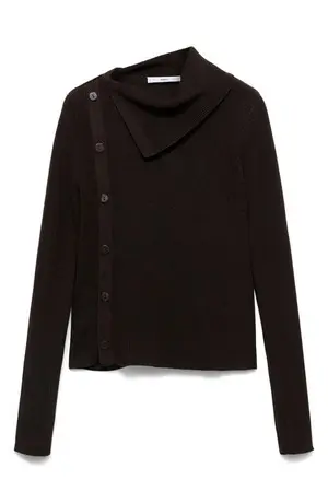 Mango Asymmetric Neck Sweater - Chocolate