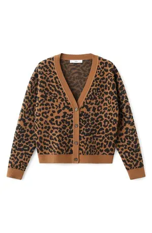 Mango Leopard Jacquard Cardigan