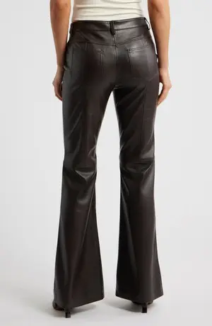Mango Connie Flared Faux Leather Pants - Chocolate