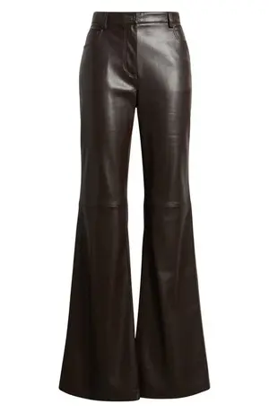Mango Connie Flared Faux Leather Pants - Chocolate
