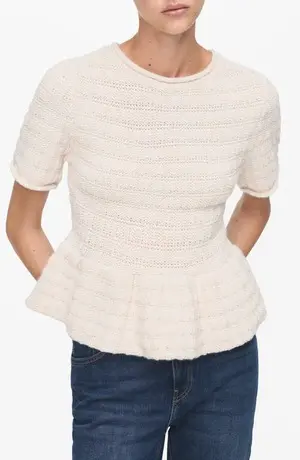 Mango Textured Peplum Sweater