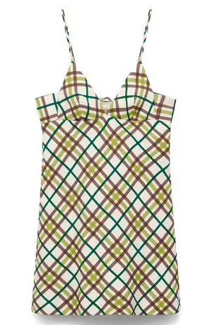 Mango Check Mini Dress - Off White