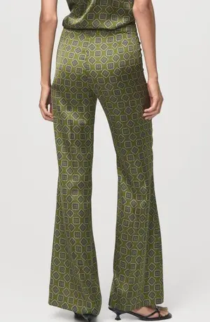 Mango Geo Print Flare Satin Pants