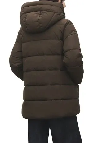 Mango Water Repellent Hooded Puffer Coat - Brown