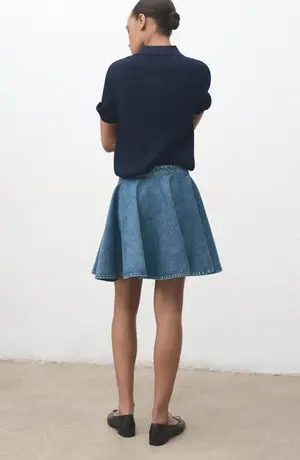 Mango Pleated Denim Mini Skirt