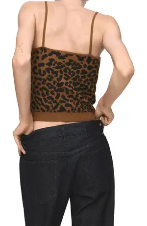 Mango Leopard Knit Crop Camisole