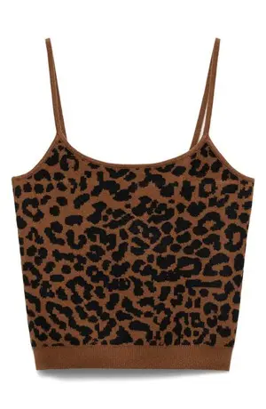 Mango Leopard Knit Crop Camisole