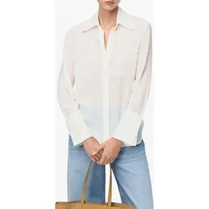 Mango Lace Patch Long Sleeve Button-up Shirt
