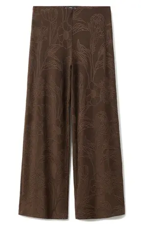 Mango Floral Jacquard Wide Leg Pants
