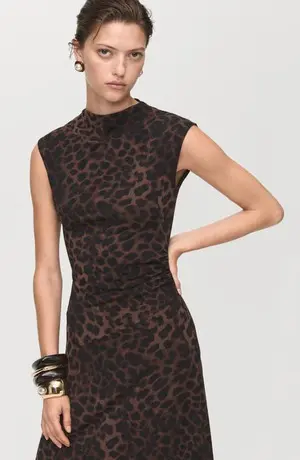 Mango Leopard Print Sleeveless Maxi Dress