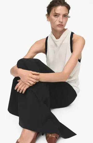 Mango Drape Collar Sleeveless Top