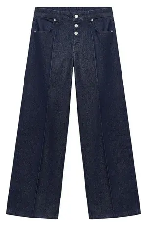 Mango Exposed Button Low Rise Straight Leg Jeans