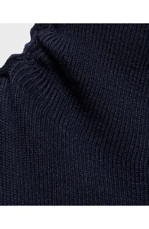 Mango Ruched Off-the-shoulder Sweater - Navy