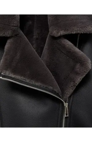 Mango Faux Leather Biker Jacket With Faux Fur Collar