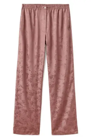 Mango Jacquard Satin Pajama Pants - Brown