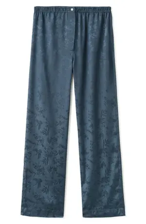 Mango Jacquard Satin Pajama Pants - Night Blue