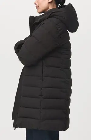 Mango Quilted Puffer Coat - Black