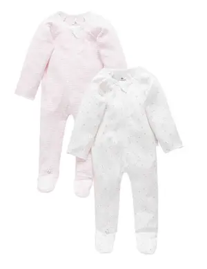 PUREBABY 2-pack Essentials Zip Coverall - Pale Pink Pack