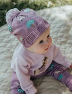 PUREBABY On The Farm Beanie - Orchard Jacquard