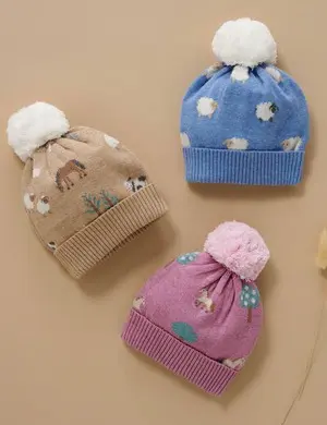 PUREBABY On The Farm Beanie - Orchard Jacquard