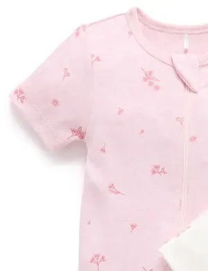 PUREBABY Essentials Short Zip Romper 2-pack - Pale Pink Blossom Pack