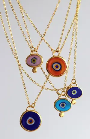 OTTOMAN HANDS Azra Evil Eye Pendant Necklace