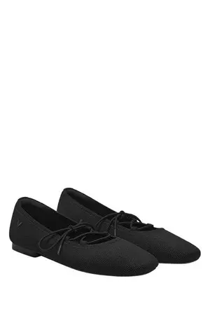 Vivaia Miley Square-toe Ballet Flats With Lace-up Mary Jane Detailing - Black