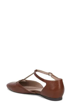 Naturalizer Caresse T-strap Flats - Caramel Brown