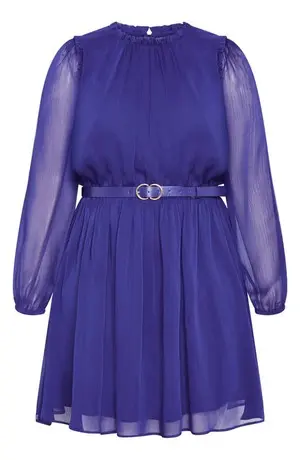 City Chic Madelynn Belted Long Sleeve Dress