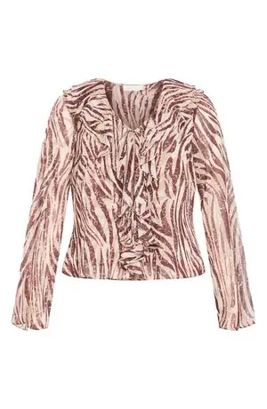 City Chic Vivid Mesh Ruffle Top
