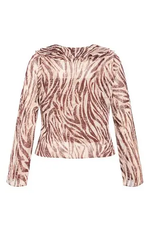 City Chic Vivid Mesh Ruffle Top