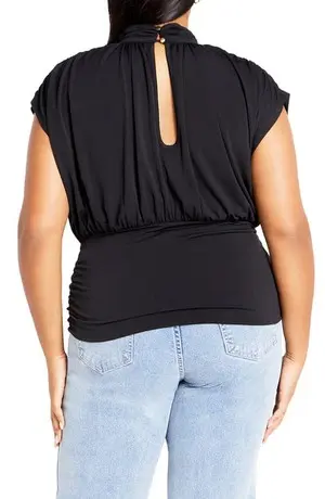 City Chic Mock Neck Top With Dolman Sleeves - Black