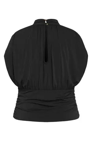 City Chic Mock Neck Top With Dolman Sleeves - Black
